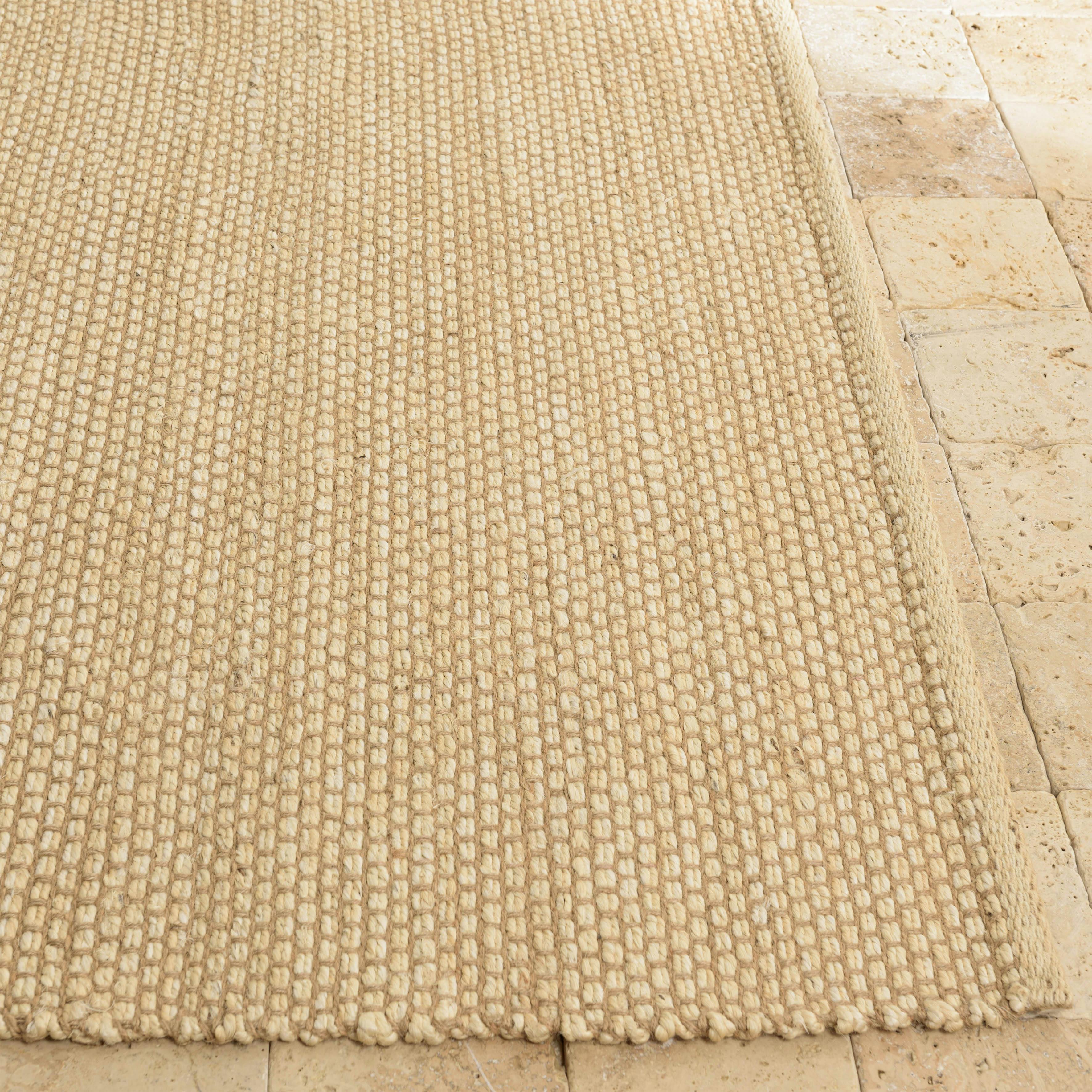 Tapis rectangulaire 200 x 290 cm jute et coton couleur sable | Tapis ...