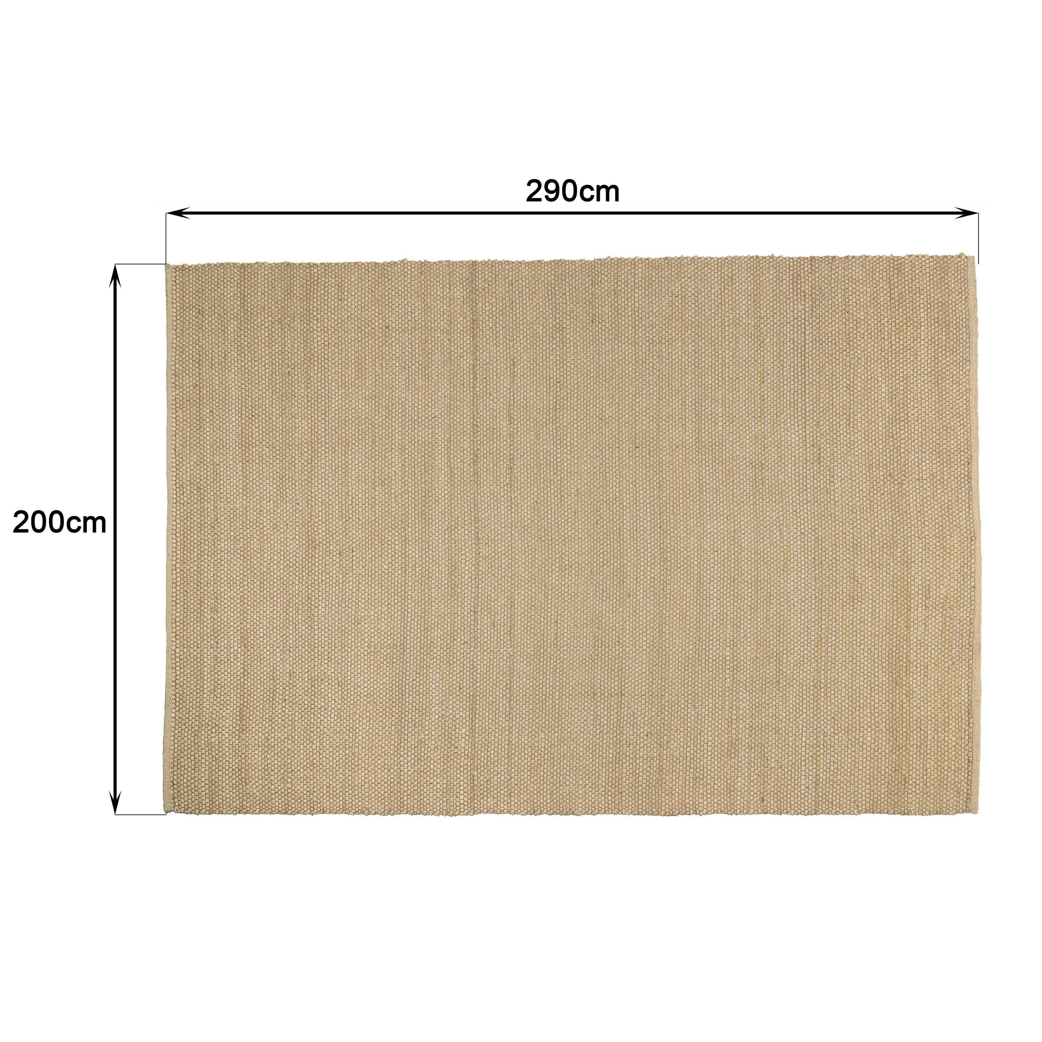 Tapis rectangulaire 200 x 290 cm jute et coton couleur sable | Tapis ...