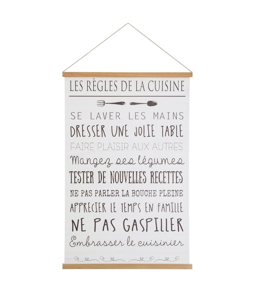 Toile imprimée "Les règles de la Cuisine" | Décorations murales | Pier ...