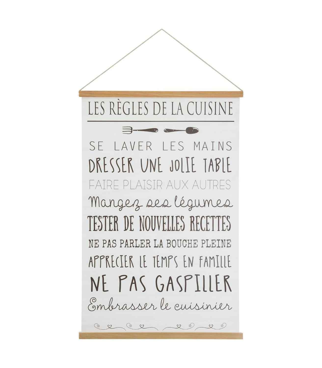 Toile imprimée "Les règles de la Cuisine" | Décorations murales | Pier ...