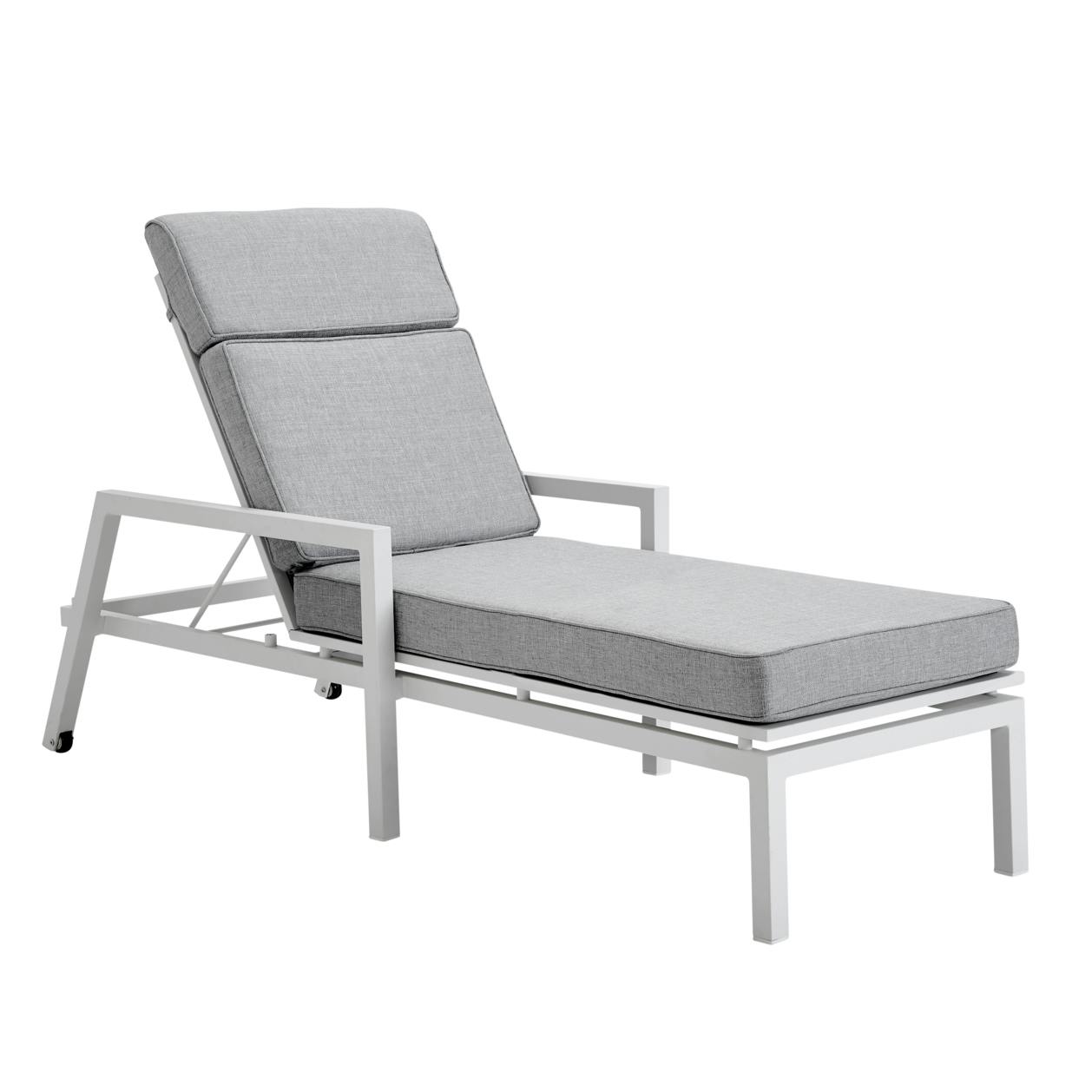 Transat en aluminium blanc avec coussin gris OSLO | Transats / Bains de ...