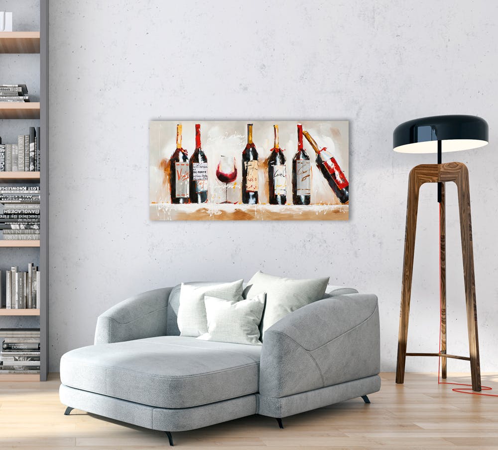 VIN Peinture Nature morte rectangle Rouge Acryl. 120x60 | Tableaux ...