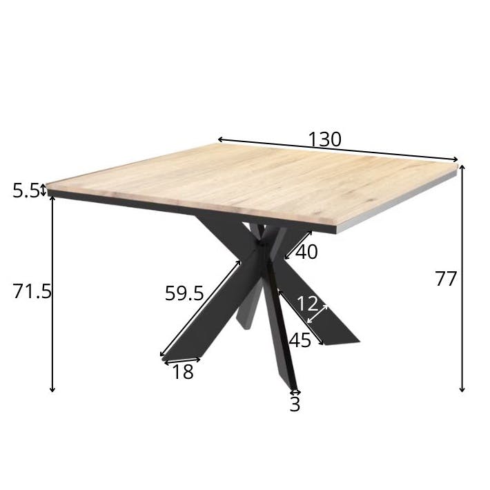 Table carrée extensible en chêne blanc 130 cm PALERME | Tables à manger ...