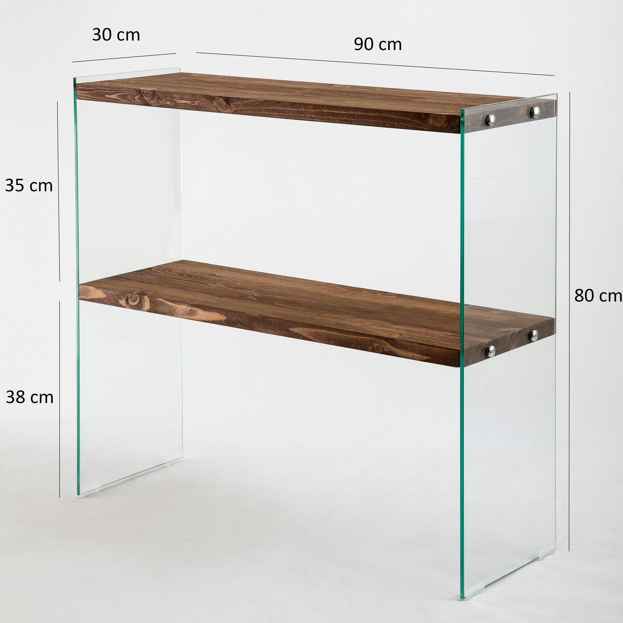 Console d'entrée minimaliste bois brun et verre LHASA | Consoles | Pier ...